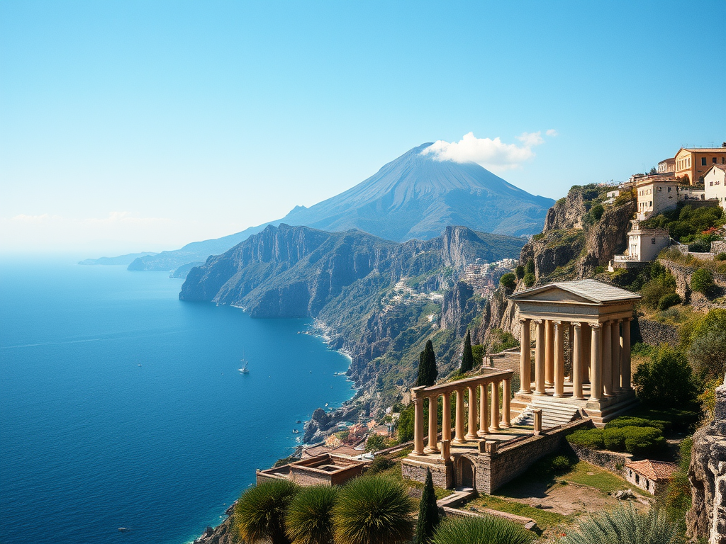 amalfi-coast-cliffs-mt-etna-in-sicily-and-roman-ruins – Atlas Cruises